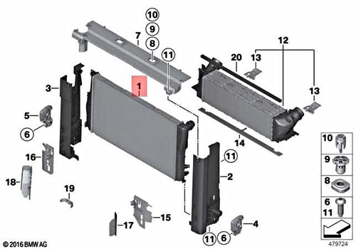 Genuine BMW F10 F11 F18 528i 528iX 528Li 528LiX Sedan Radiator ...