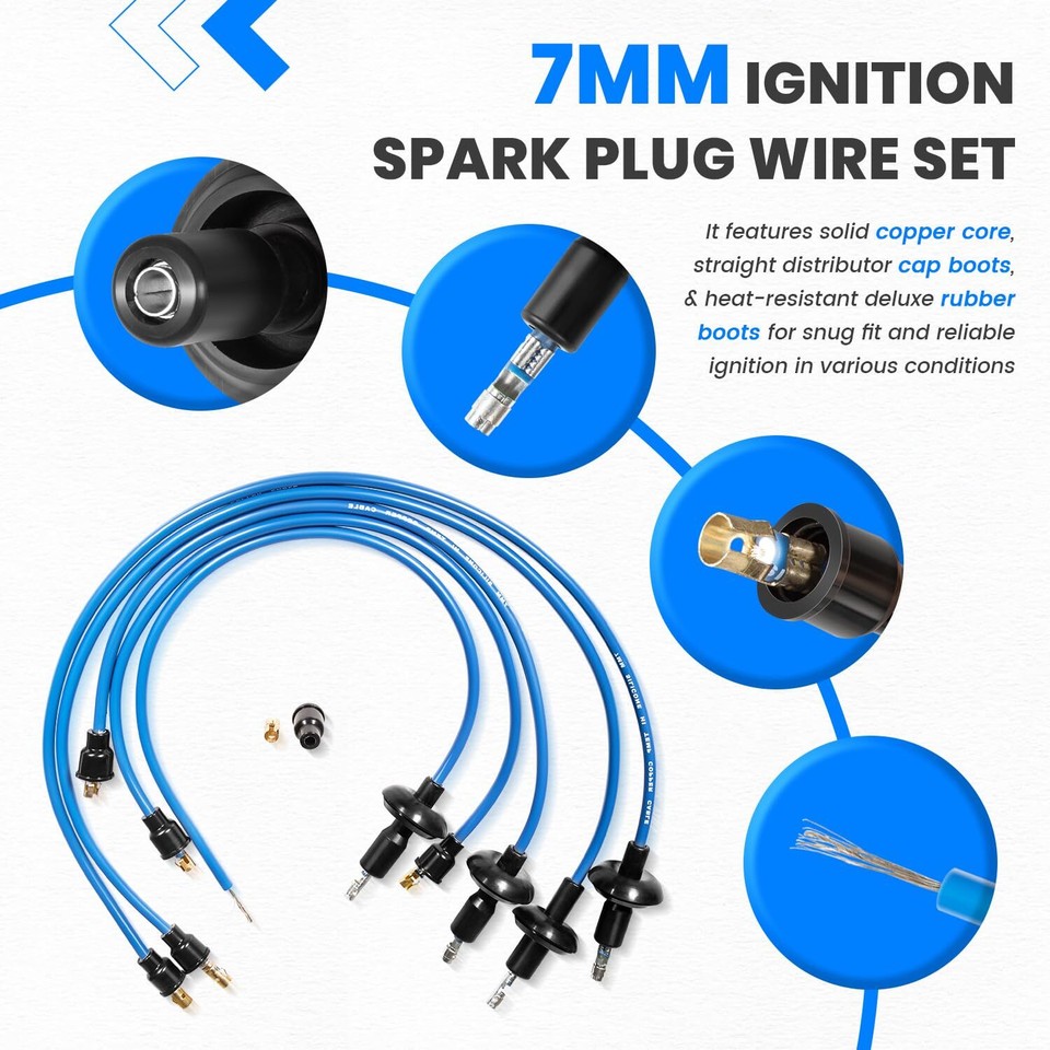9407 Blue Ignition Spark Plug Wire Set for Vw Dune Buggy Bug Beetle ...
