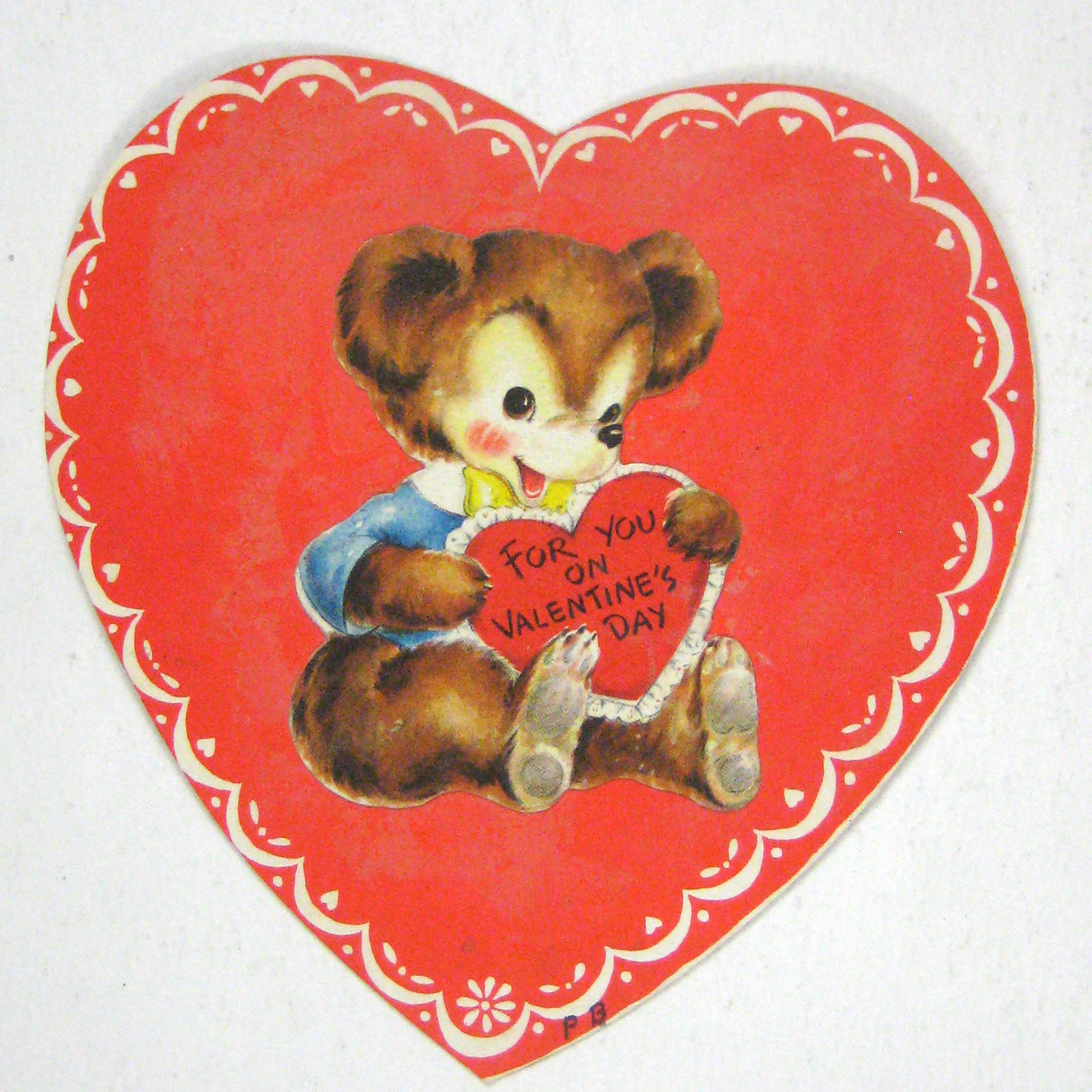 Collaged Valentine Day Card 1949 Used Heart Shaped Teddy Bear ...