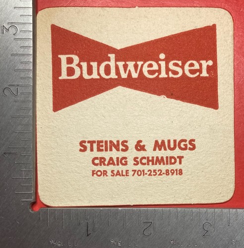 BUDWEISER BUD STEINS & MUGS CRAIG SCHMIDT 3.5 INCH SQUARE BEER COASTER ...