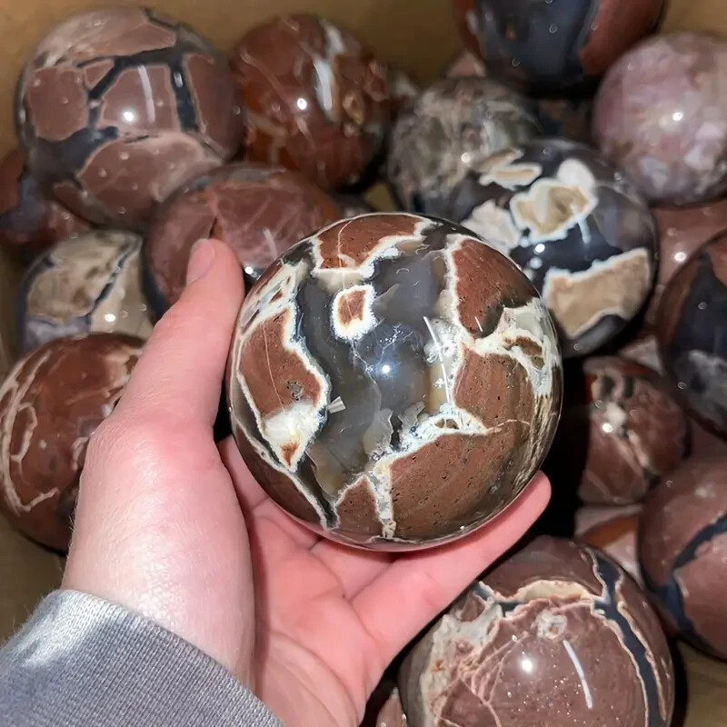 Volcanic agate sphere crystal ball home decoration fluorescent agate ...