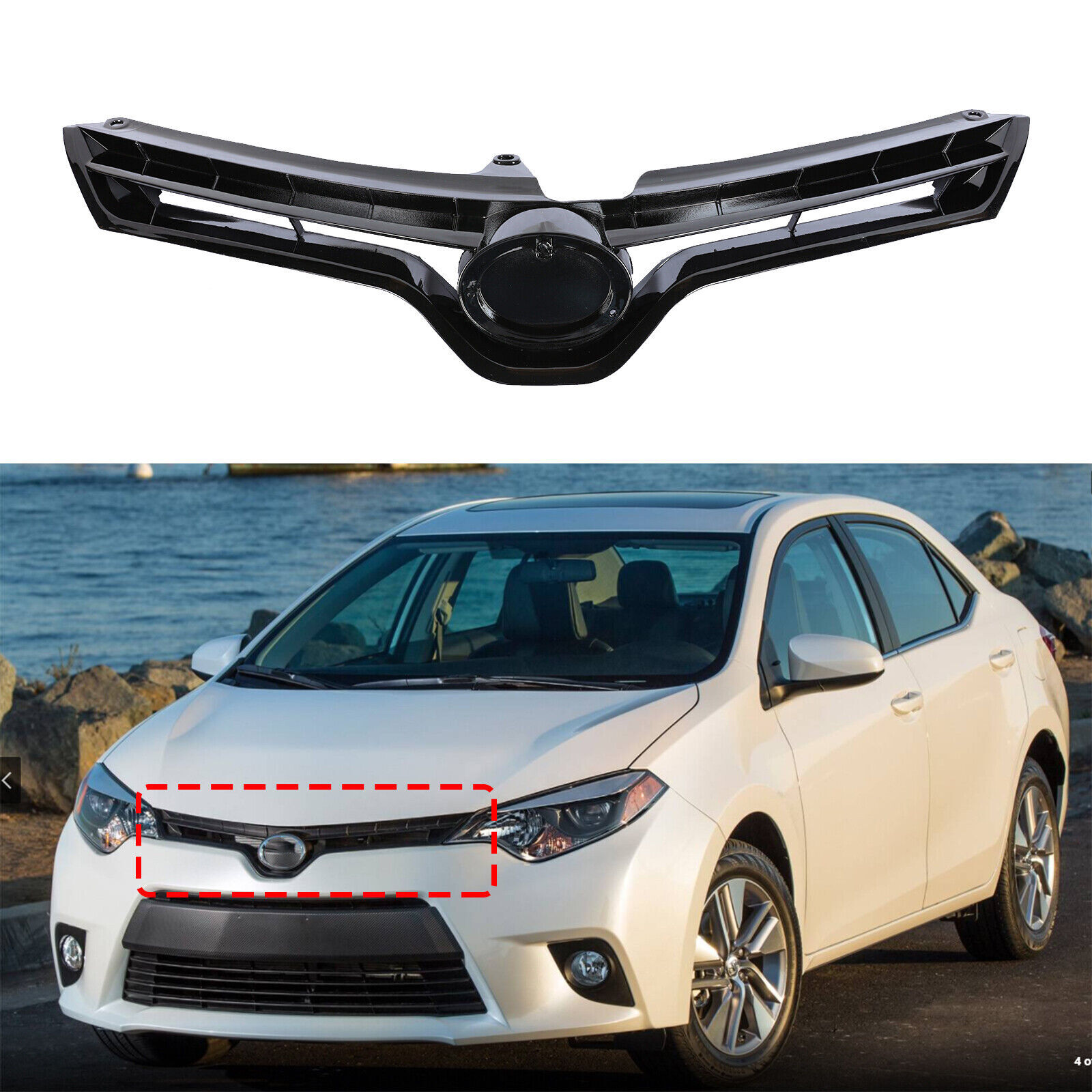 Fit 2014 2015 2016 Toyota Corolla LE Front Bumper Upper Grille Black ...