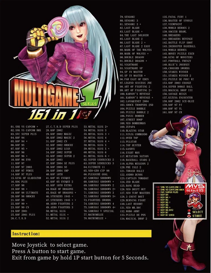 New version MVS SNK 161 in 1 Multi games cartridge NEO GEO 161 card V2 Version | eBay