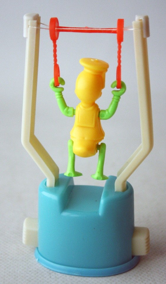 RARE VINTAGE DONALD DUCK TRICKY TRAPEZE ACROBAT FIGURE PUSH BUTTONS TOY ...