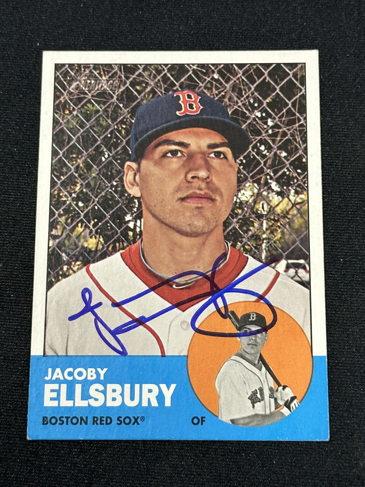 2012 Topps Heritage Signed Jacoby Ellsbury #115 Autographed Auto Red ...