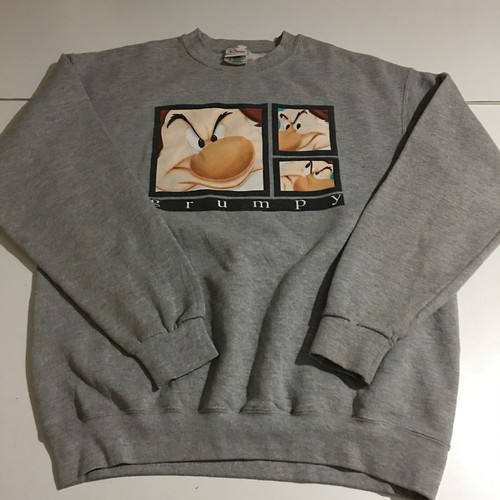 Vintage Disney Store Grumpy Dwarf Mens Medium Gray Sweatshirt Crewneck ...