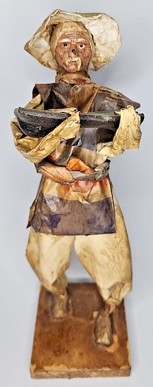 Vintage Folk Art Paper Mache Man with Plate Mexico 12" U189 | eBay