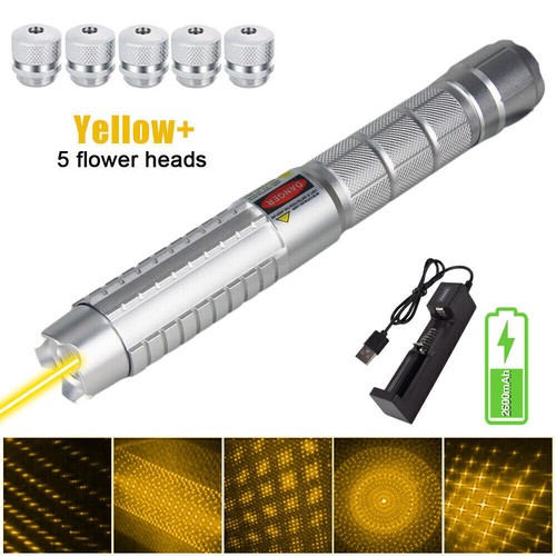 591nm Yellow Golden Laser Pointer Pen SOS Wicked Lasers+5PCS Star Cap ...