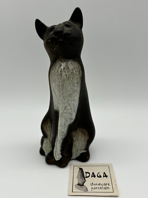 Maigon Daga Sitting Cat Stoneware Porcelain Signed 7.75” X 3.25” | eBay