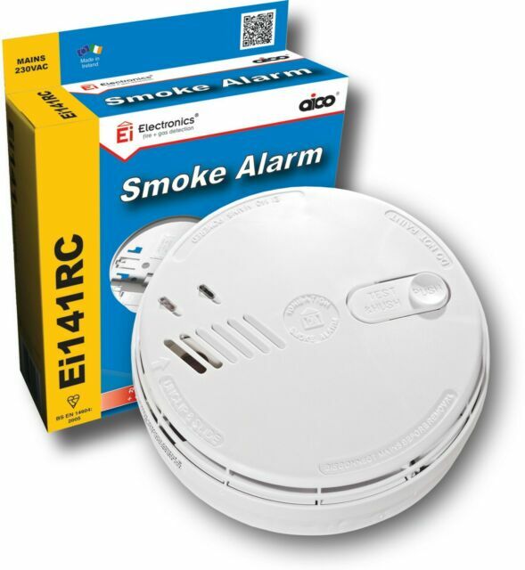 AICO EI141RC Mains 9-Volt Battery Backup Ionisation Fire Smoke Alarm ...