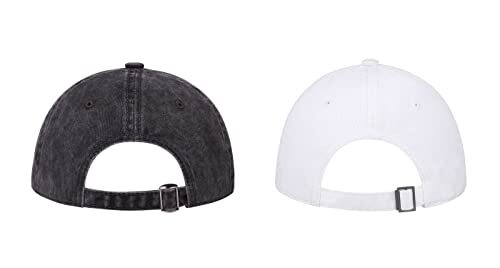 Vintage Washed Cotton Plain Baseball Caps Medium-Large 2pk Black&white ...
