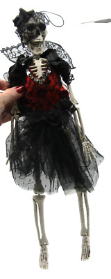 Halloween 15"Tall Skeleton Fancy Lady in red Spooky Halloween Hanging ...
