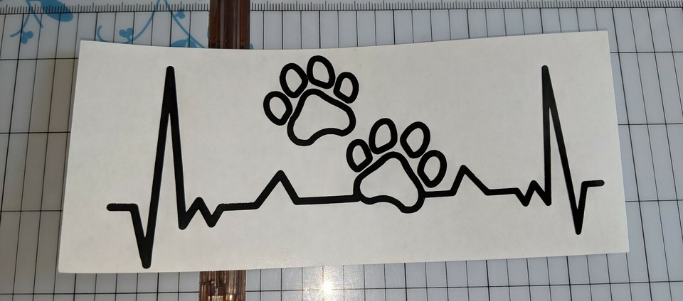 PAW PRINT LIFELINE Vinyl Decal Sticker Car Window Bumper Dog Cat Love ...