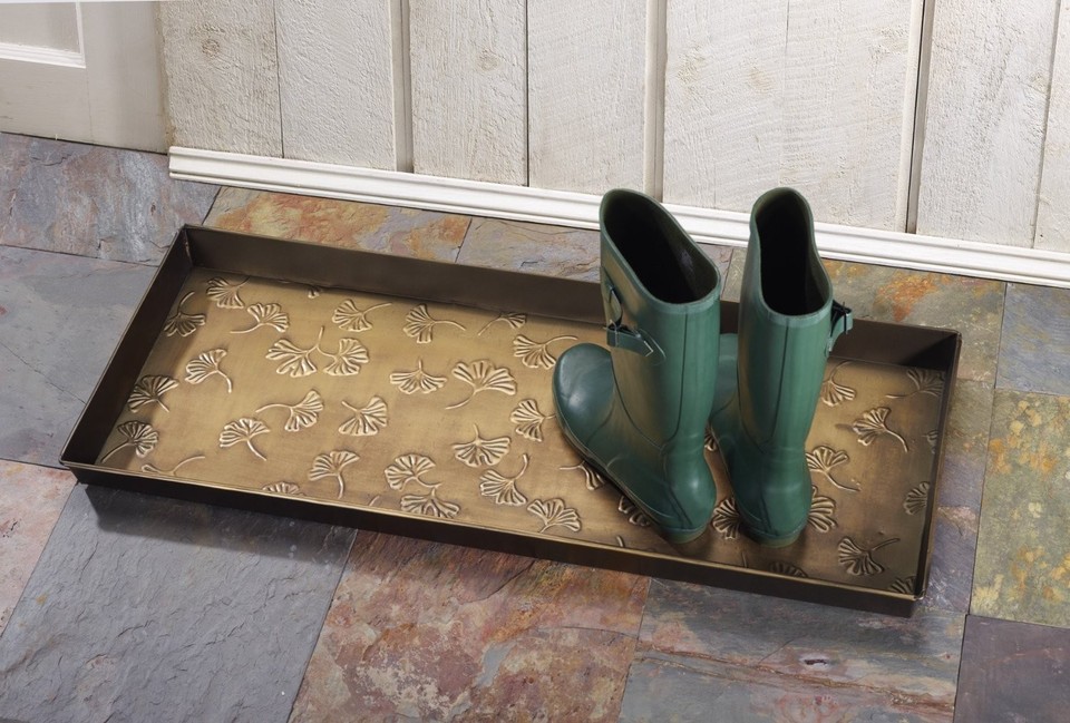 HF by LT Gingko Pattern Metal Boot, 30 x 13 inches, Antique Brass ...