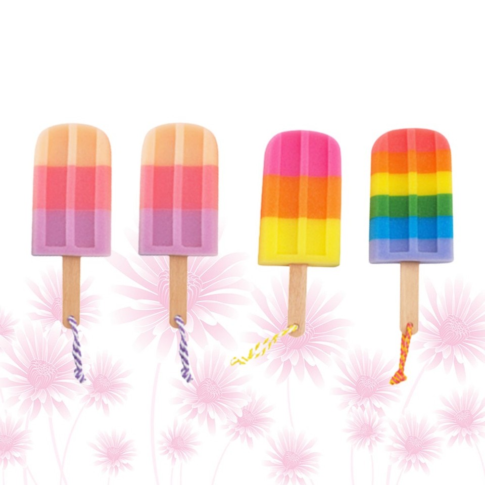 4Pcs Creative Bath Ball Bathing Towel Ice Cream Shaped Bath Flower ...