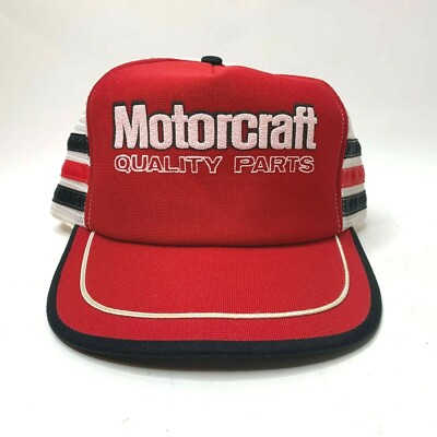 Vintage Motorcraft Quality Parts Striped Trucker Mesh Snapback Hat Cap ...