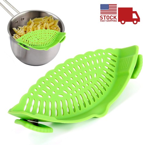 Kitchen Snap N Strain Pot Pasta Strainer Silicone Colander Sieve Filter ...