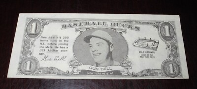 1962 Topps Baseball Bucks Coins Gus Bell New York Mets NEAR MINT | eBay