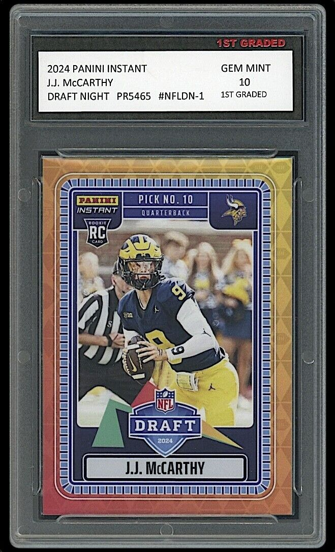 JJ McCarthy 2024 Panini Instant NFL Draft Night 1st Graded 10 Rookie ...