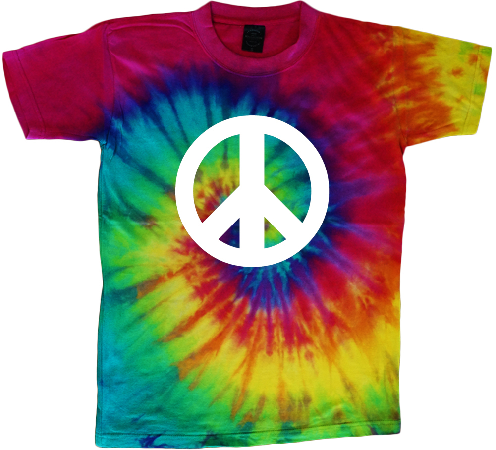 Peace sign tie dye t-shirt tie dye tee shirt white peace symbol tie dye ...