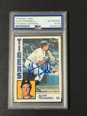Alan Trammell Detroit Tigers 1984 Topps autograph signed baseball card ...