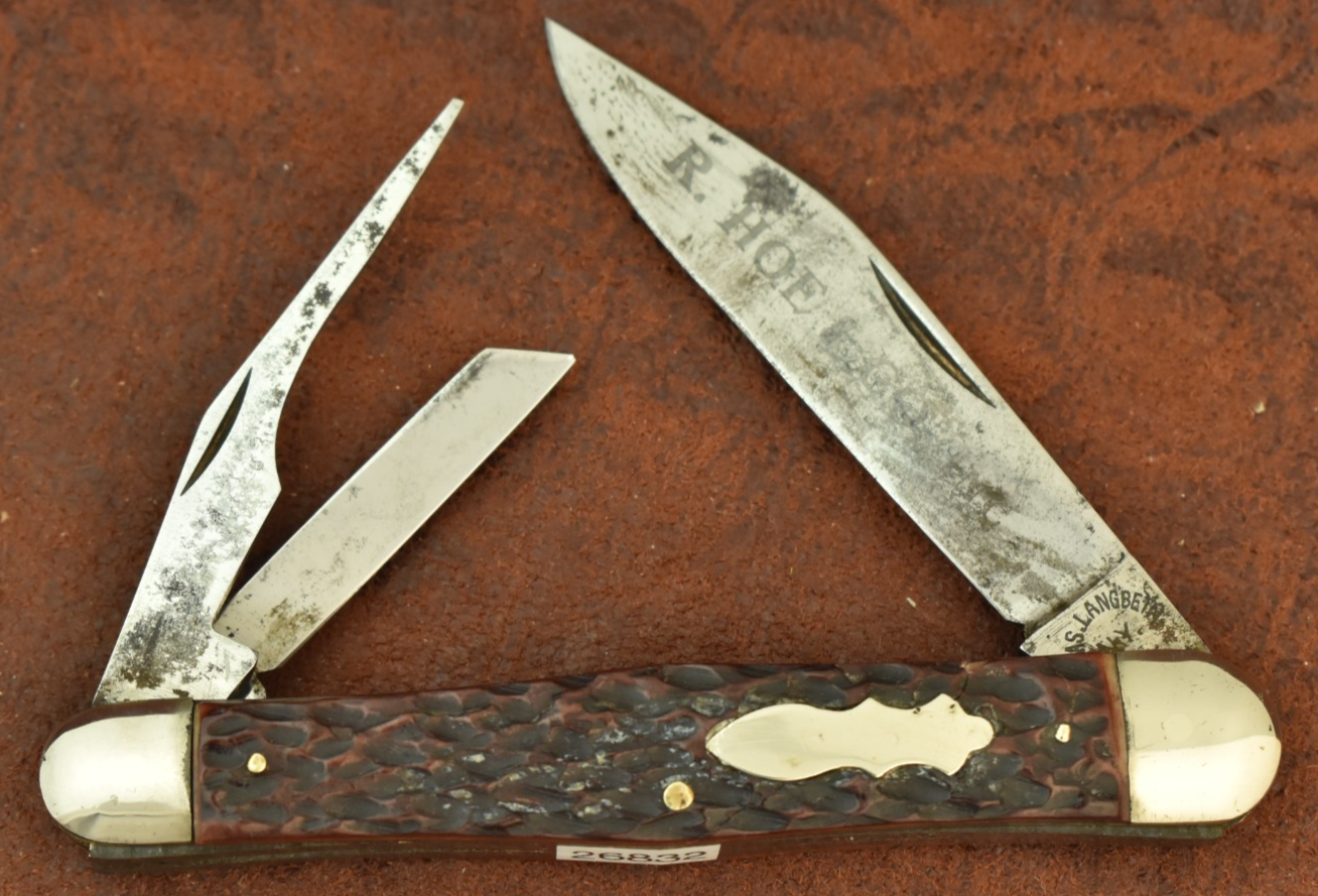 VINTAGE 1880-1890s CHAS LANGBEIN BONE TYPE SETTER WHITTLER KNIFE ...