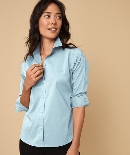 $65 Untuckit women’s light blue long sleeve button up brand new size 2 ...