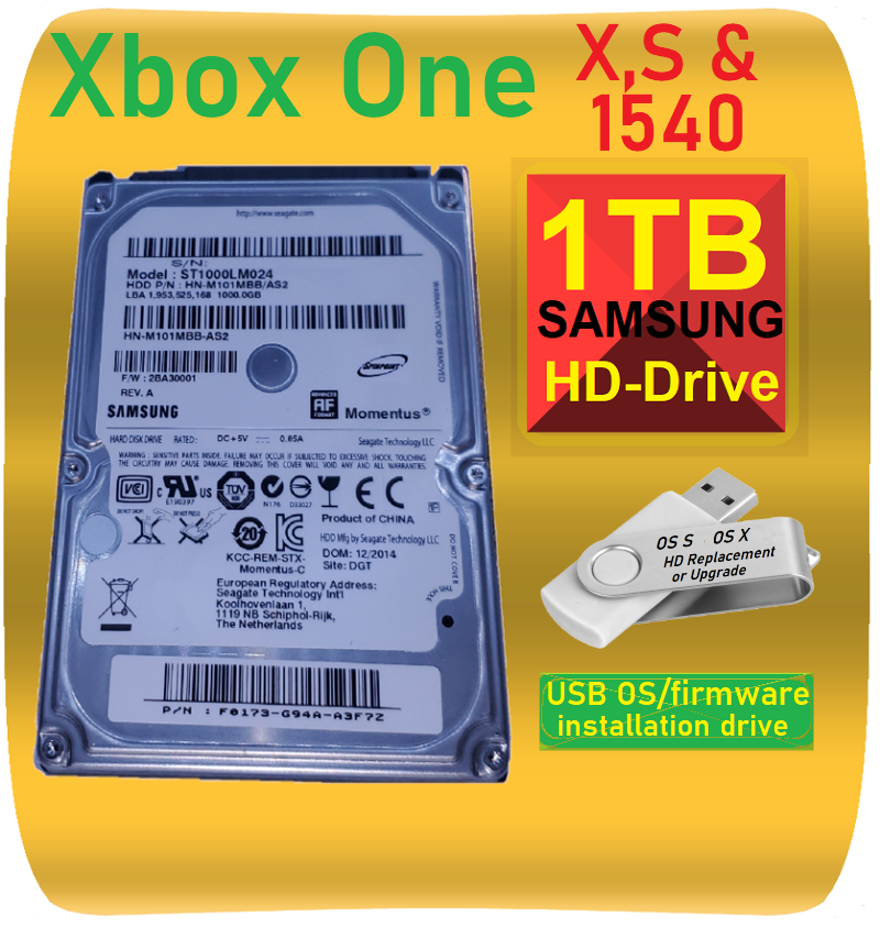 1TB Xbox One X, S & Original Xbox One One Internal Hard Drive USB OS ...