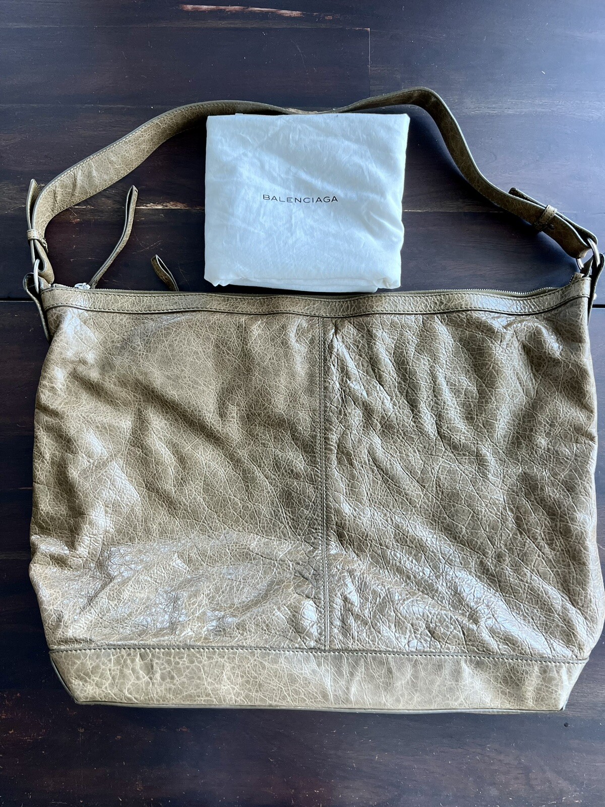 Balenciaga XL Courier Hobo Messenger Leather Bag Gree… - Gem