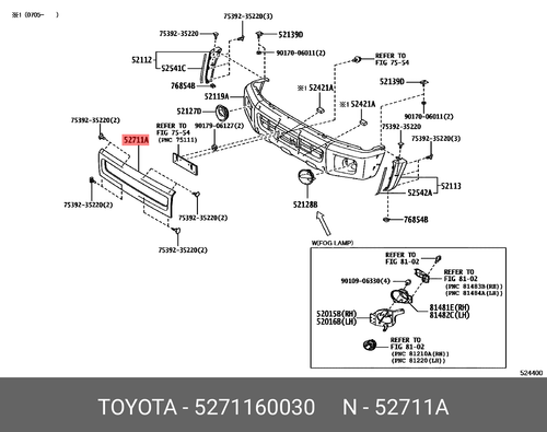 Genuine OE garnish, front bumper, 5271160030 for TOYOTA 52711-60030 | eBay