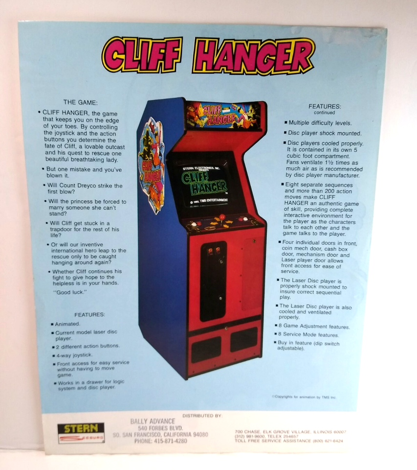 Cliff Hanger Arcade Flyer 1983 Original Video Laser Game Art Promo 8.5 ...