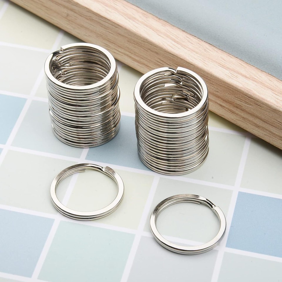 20pcs Key Ring Keychain 3/4 Inch 20mm Diameter Metal Flat Split Key ...