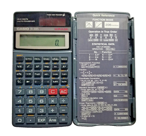 Casio FX-300S VPAM Calculator 2 Way Power Calculator Cover & Reference ...