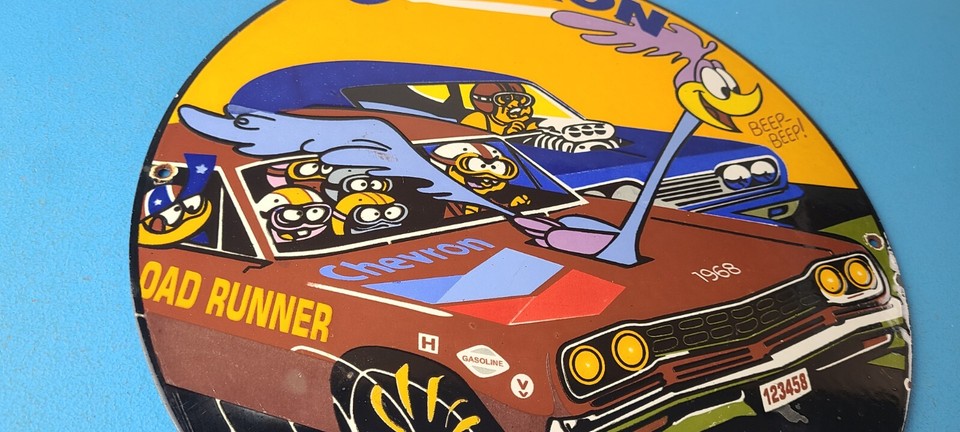 Vintage Chevron Gasoline Sign - Mopar Road Runner Racing Auto Gas ...