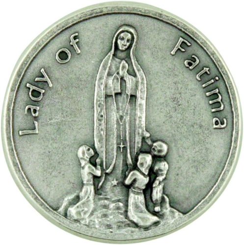 Blessed Virgin Mary Our Lady of Fatima Silver Tone Pocket Token with ...