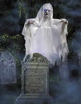 6 FT ANIMATED GHOST WOMAN OVER TOMBSTONE ANIMATRONIC HALLOWEEN PROP | eBay