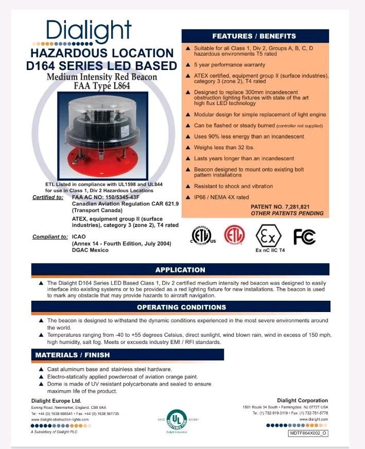 Dialight D164-B13-001 Beacon Light L864 | eBay