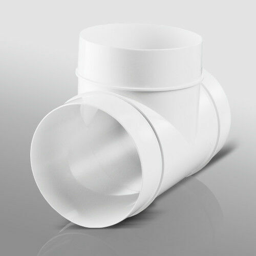 100mm 4 Inch PVC Ducting Tee T Piece for Fans Flexible & Solid Duct ...