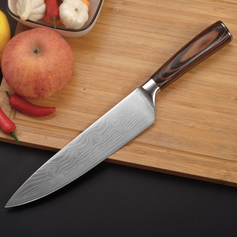 Küchenmesser Profi Kochmesser Set Japanisches Damaskus Muster Edelstahl ...