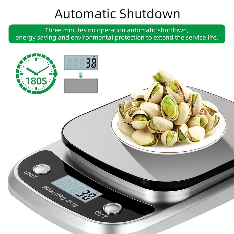 10KG Silver Steel Digital Kitchen Scales LCD Cooking Food Weighing ...