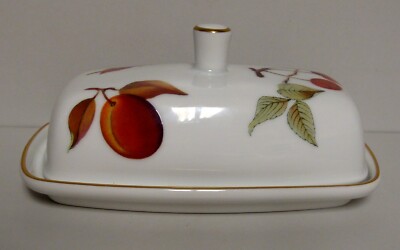 Royal Worcester EVESHAM GOLD ENGLAND 1/4 lb Butter Dish BEST More Items ...