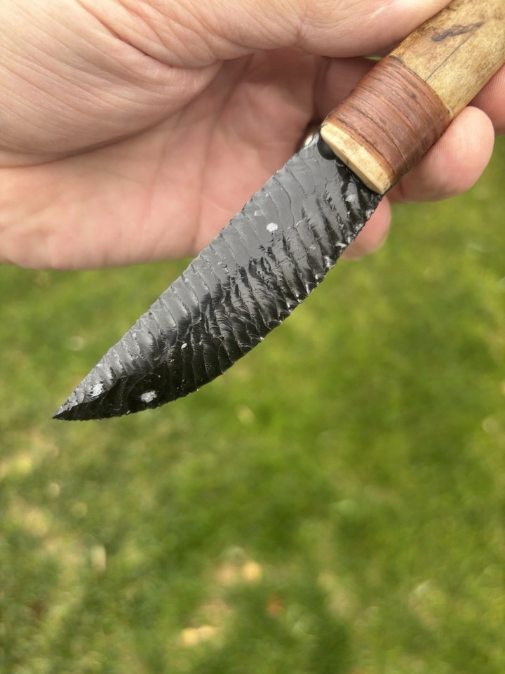 Stunning Utah Snow Flake Flint Knapped Bone Handle Knife Razor Sharp ...
