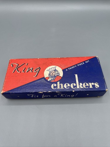 Vintage King Checkers Set - 1940s-50s Wooden Pieces & Original Box ...