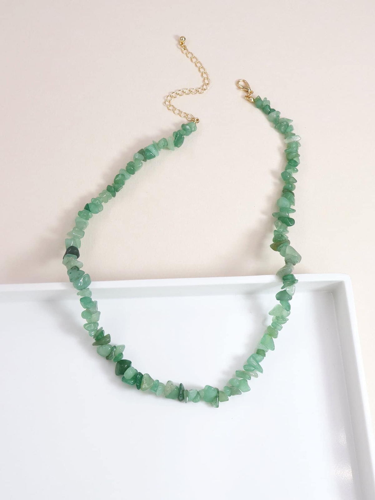 Green Color Stone Beaded Necklace for Women Girls Accessories Jewelry ...