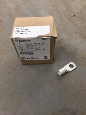 20 Burndy YAV2CL26 Lug 2awg wire connector AN-2 Terminal Hylug | eBay