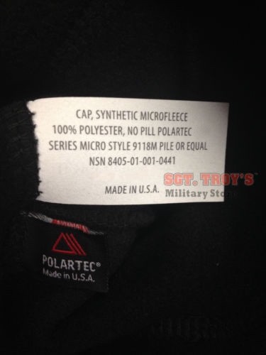 USGI POLARTEC NAVY MICROFLEECE CAP BLACK POLARTEC HAT ARMY FLEECE CAP ...