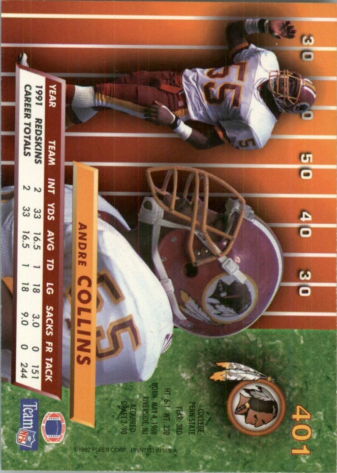 1992 Ultra NFL Andre Collins #401 | eBay