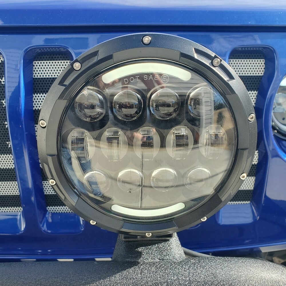 2X 7 Inch 105W Round Spot LED Work Light Pods Lamp Bar Hi/Lo Beam DRL ...