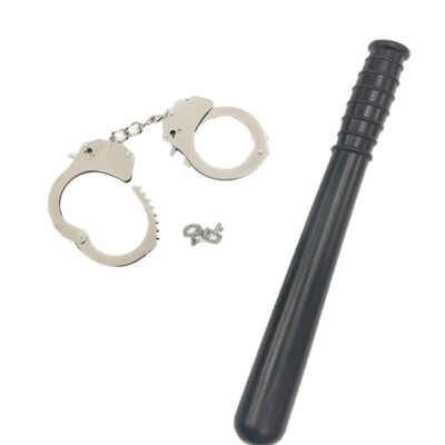 Police Truncheon & Handcuffs Bundle Metal Handcuffs Police Costume ...