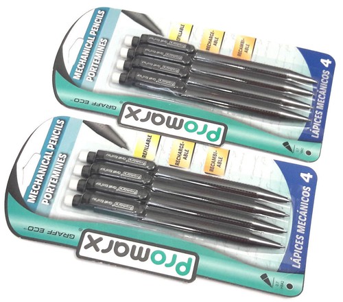 2 PACKS 8 MECHANICAL PENCILS Promarx® GRAFF ECO® 0.7 REFILLABLE MOLDED ...
